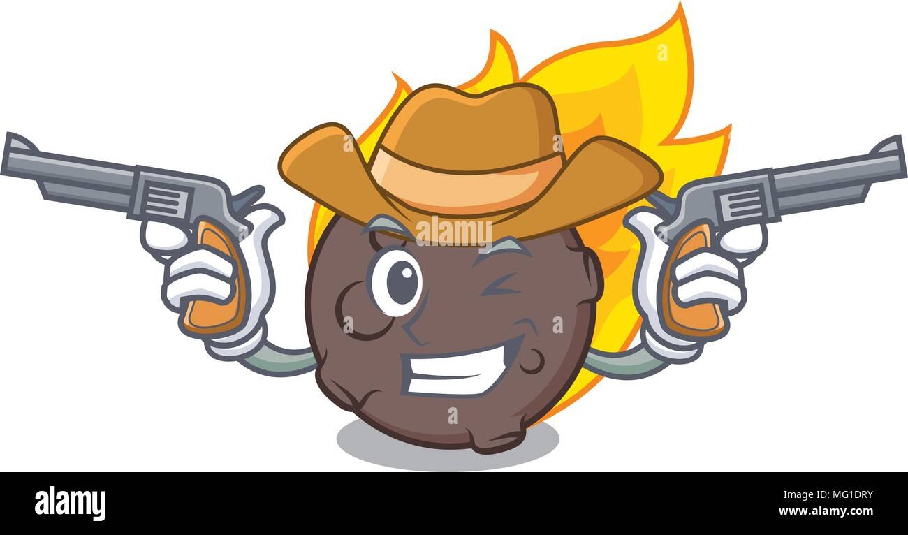 Cowboy meteorite character cartoon style vector illustration Stock ...