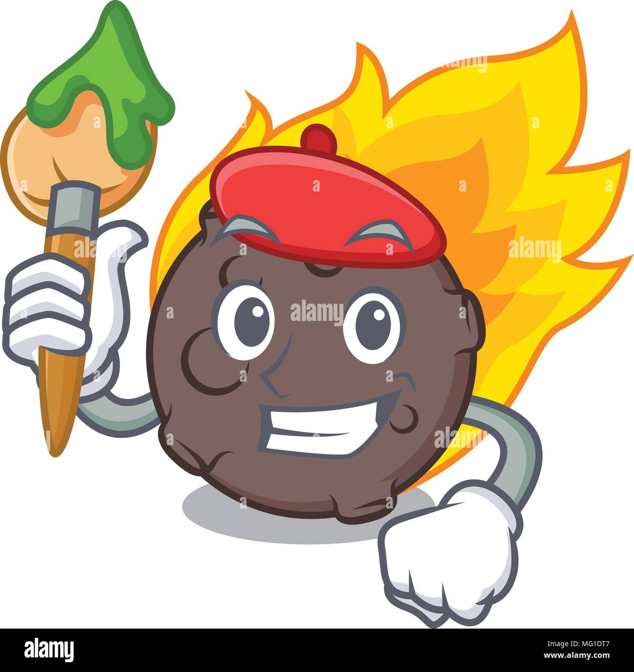 Artist meteorite character cartoon style vector illustration Stock ...