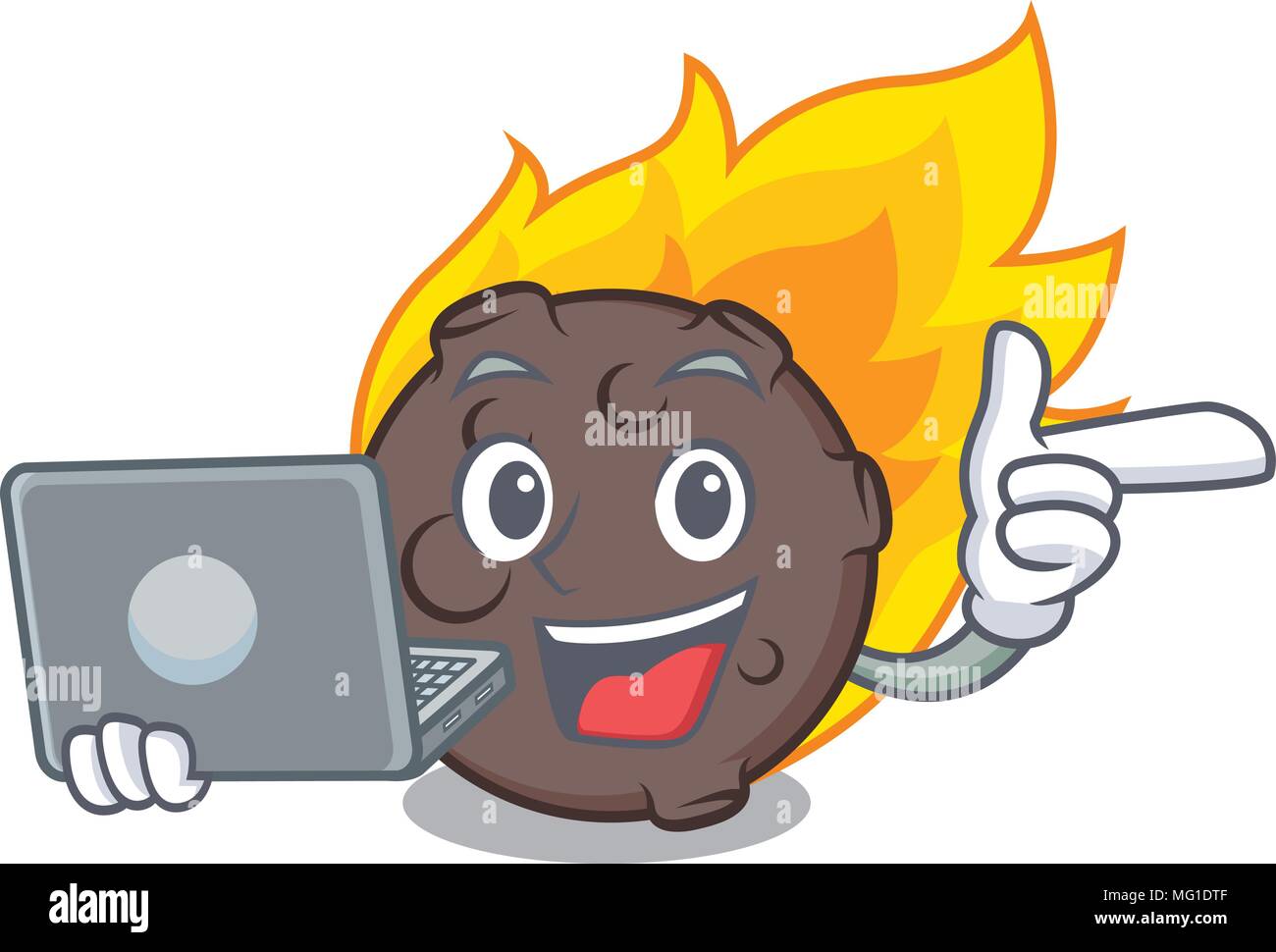 With laptop meteorite character cartoon style vector illustration Stock ...