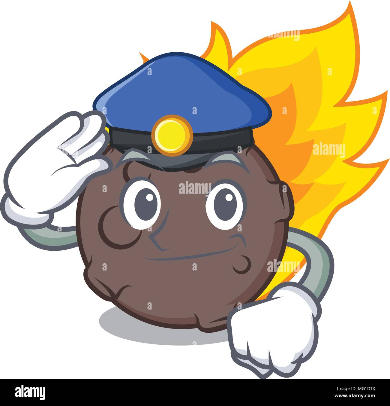 Police meteorite character cartoon style vector illustration Stock ...
