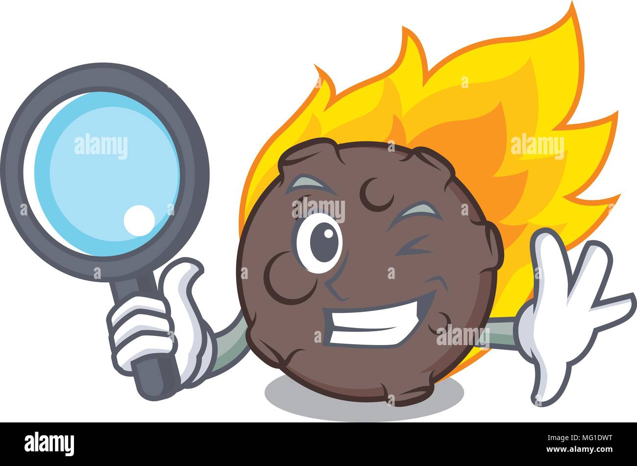 Detective meteorite character cartoon style vector illustration Stock ...
