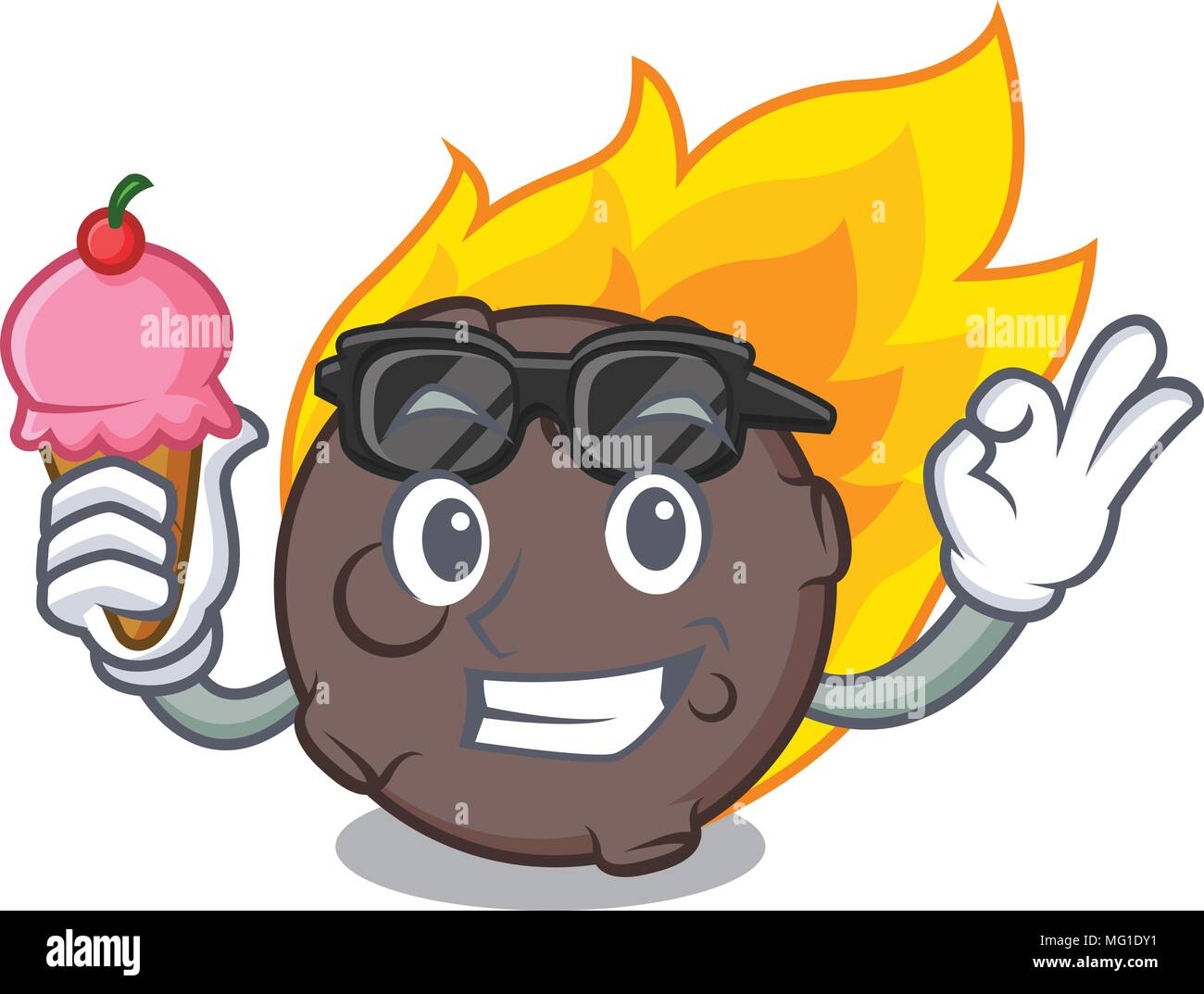 With ice cream meteorite character cartoon style vector illustration ...