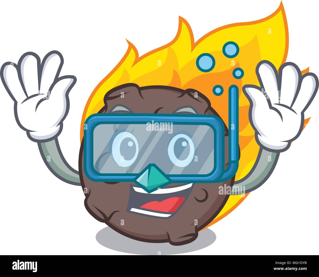 Diving meteorite character cartoon style vector illustration Stock ...