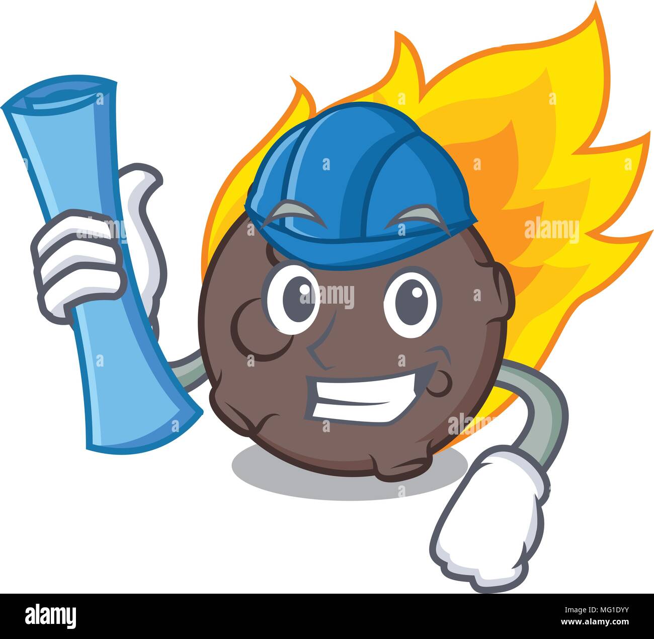Architect meteorite character cartoon style vector illustration Stock ...