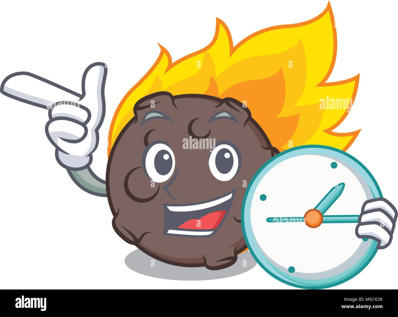 With clock meteorite character cartoon style vector illustration Stock ...