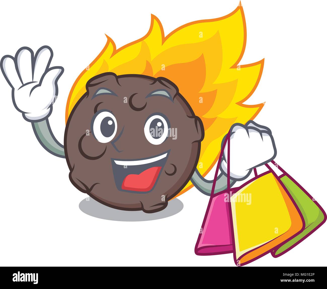 Shopping meteorite character cartoon style vector illustration Stock ...