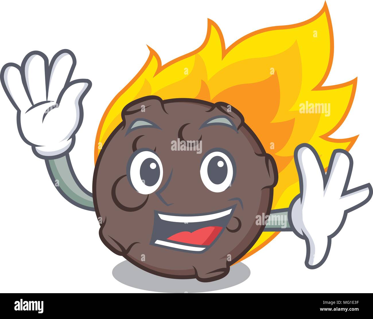 Waving meteorite character cartoon style vector illustration Stock ...