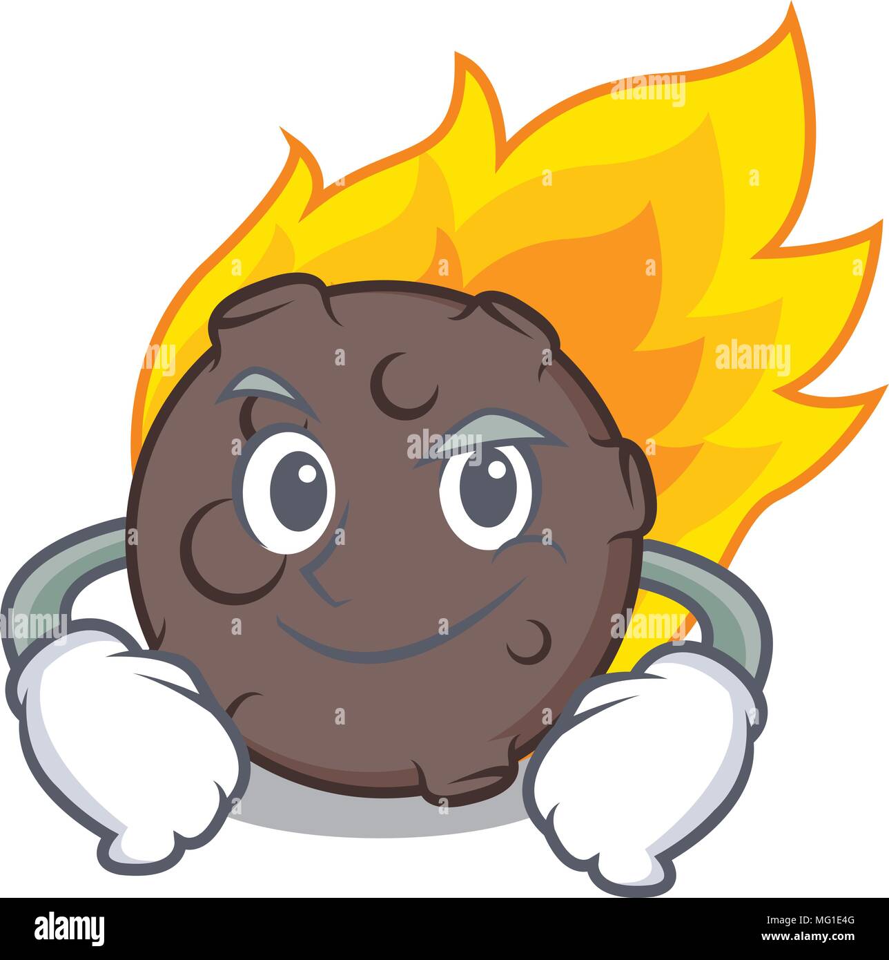 Smirking meteorite character cartoon style vector illustration Stock ...