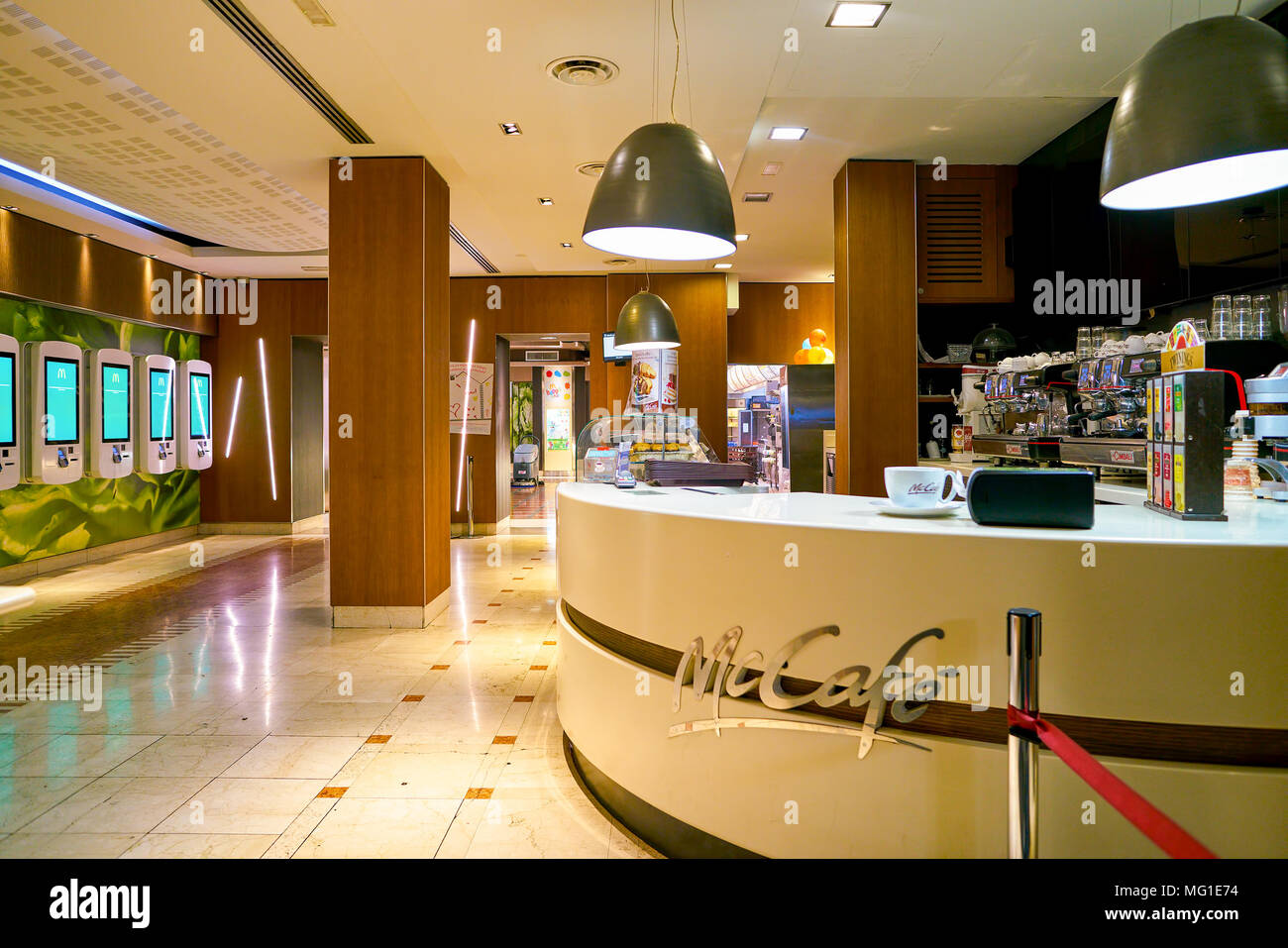 MILAN, ITALY - CIRCA NOVEMBER, 2017: McCafe at a McDonald's store place ...