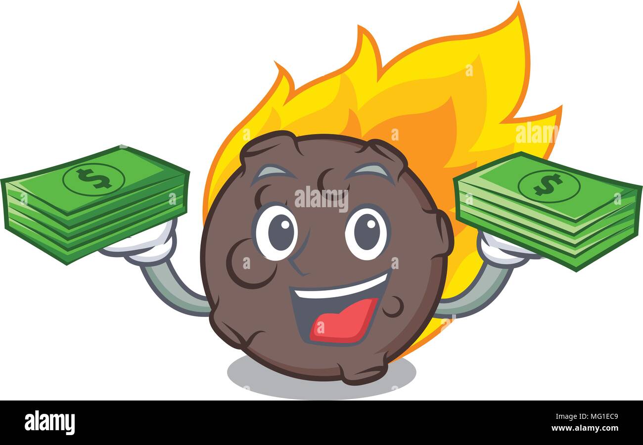 With money bag meteorite mascot cartoon style vector illustration Stock ...