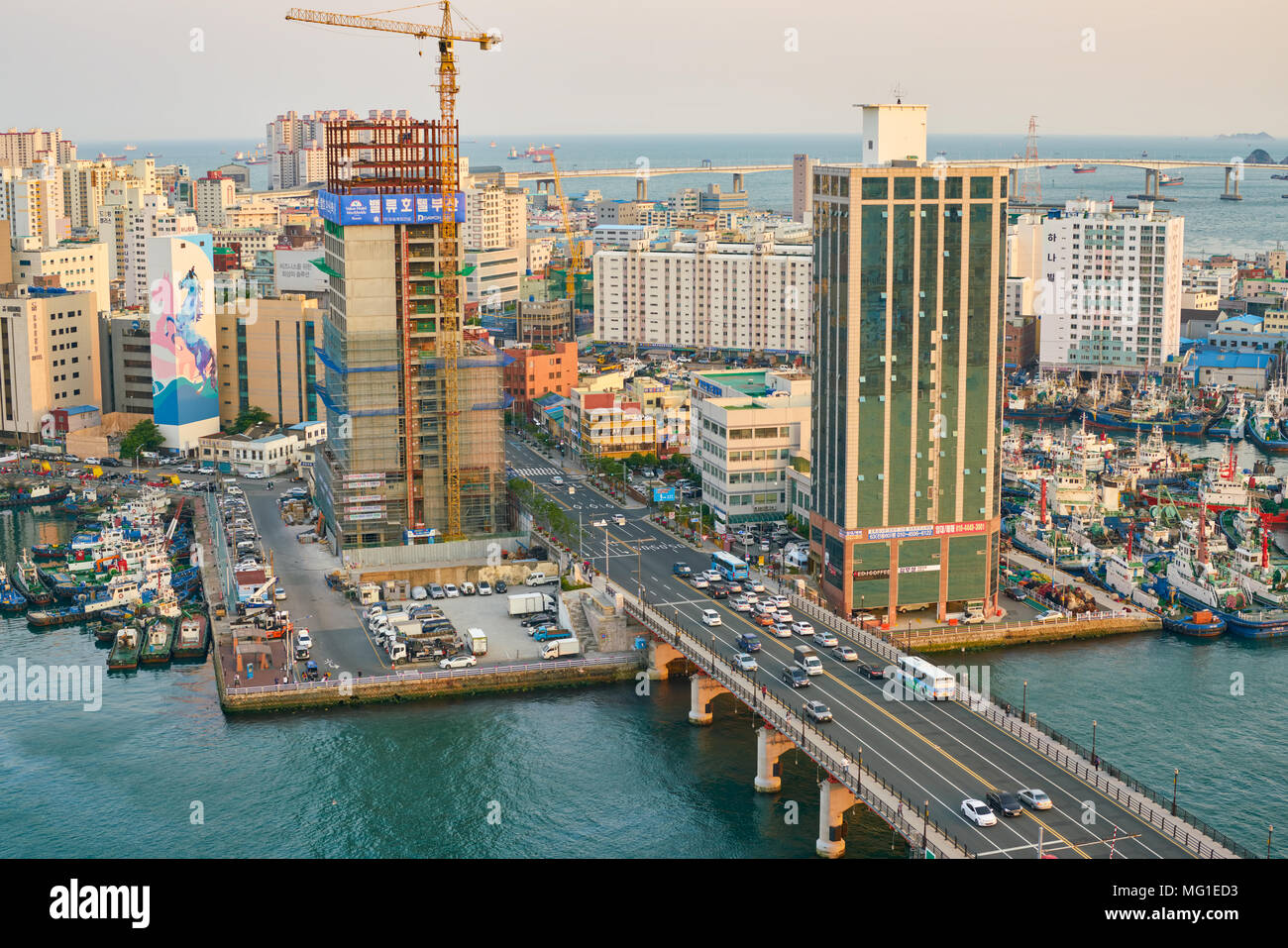 BUSAN, SOUTH KOREA - CIRCA MAY, 2017: view of Busan from Lotte ...