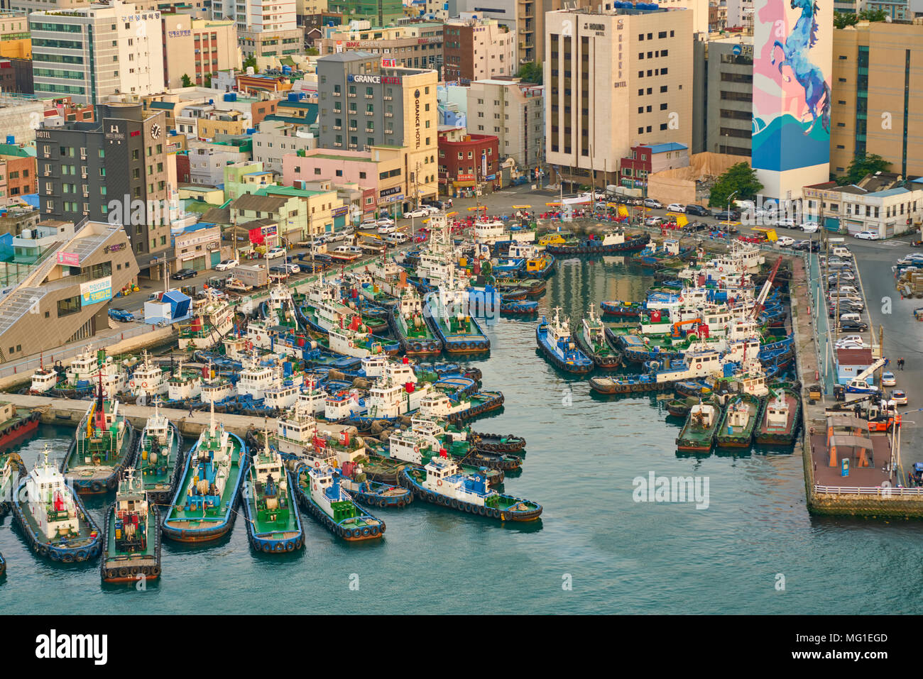 BUSAN, SOUTH KOREA - CIRCA MAY, 2017: view of Busan from Lotte ...
