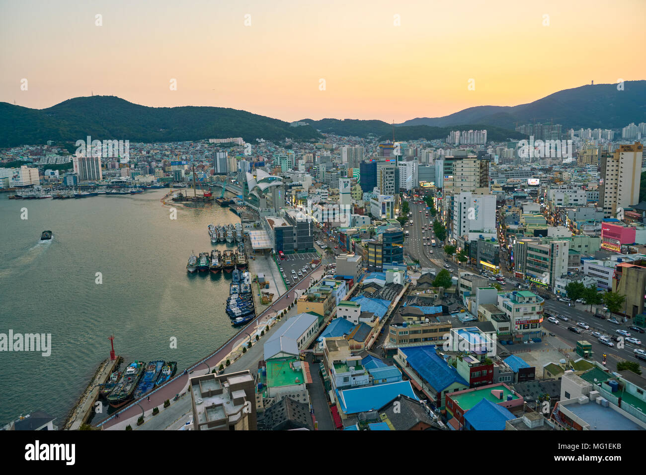 BUSAN, SOUTH KOREA - CIRCA MAY, 2017: view of Busan from Lotte ...