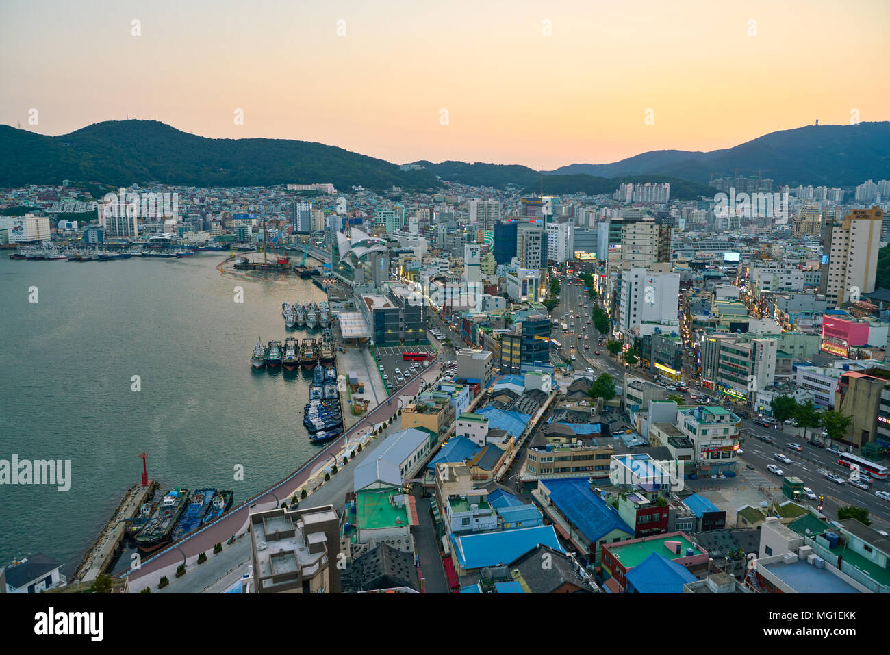 BUSAN, SOUTH KOREA - CIRCA MAY, 2017: view of Busan from Lotte ...