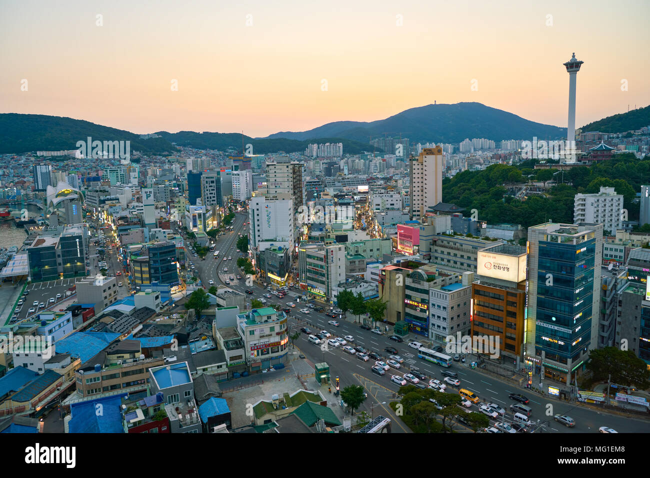 BUSAN, SOUTH KOREA - CIRCA MAY, 2017: view of Busan from Lotte ...