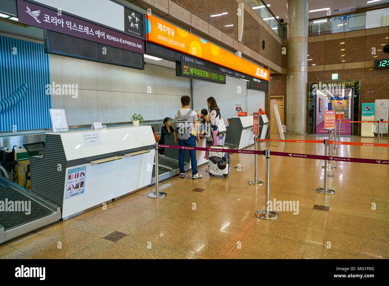 BUSAN, SOUTH KOREA - CIRCA MAY, 2017: check-in area at Gimhae ...