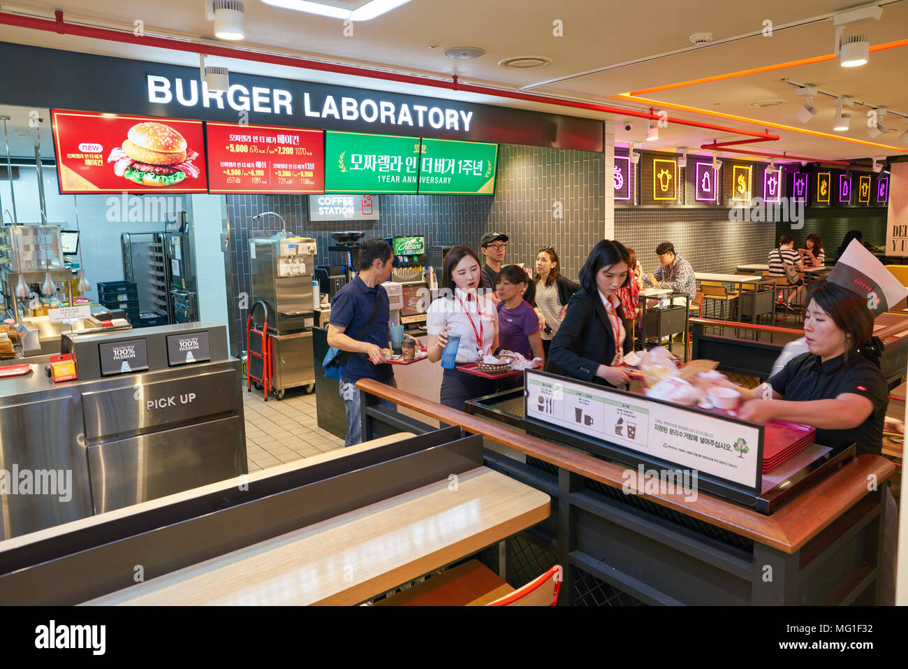 BUSAN, SOUTH KOREA - CIRCA MAY, 2017: inside Burger Laboratory at ...