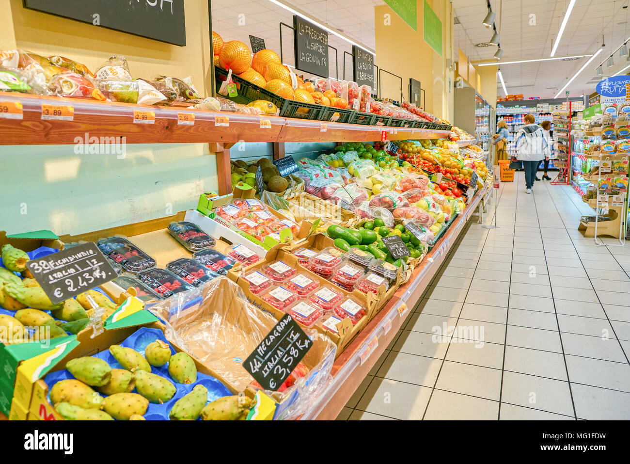 ROME, ITALY - CIRCA NOVEMBER 2017: inside a Conad supermarket in Rome ...