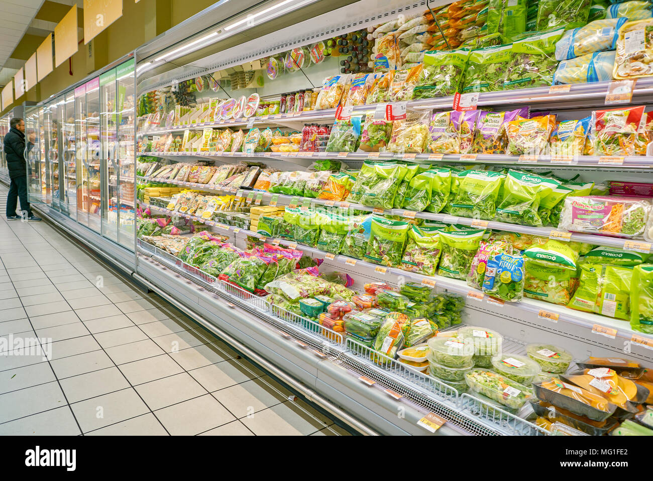 ROME, ITALY - CIRCA NOVEMBER 2017: inside a Conad supermarket in Rome ...