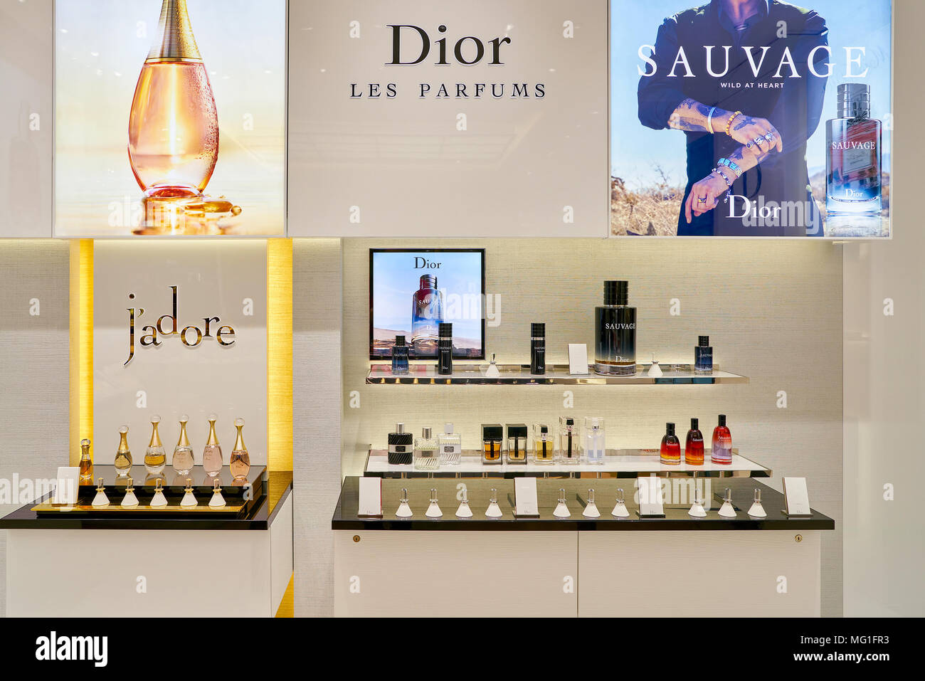 ROME, ITALY - CIRCA NOVEMBER, 2017: bottles of Dior fragrance sit on ...