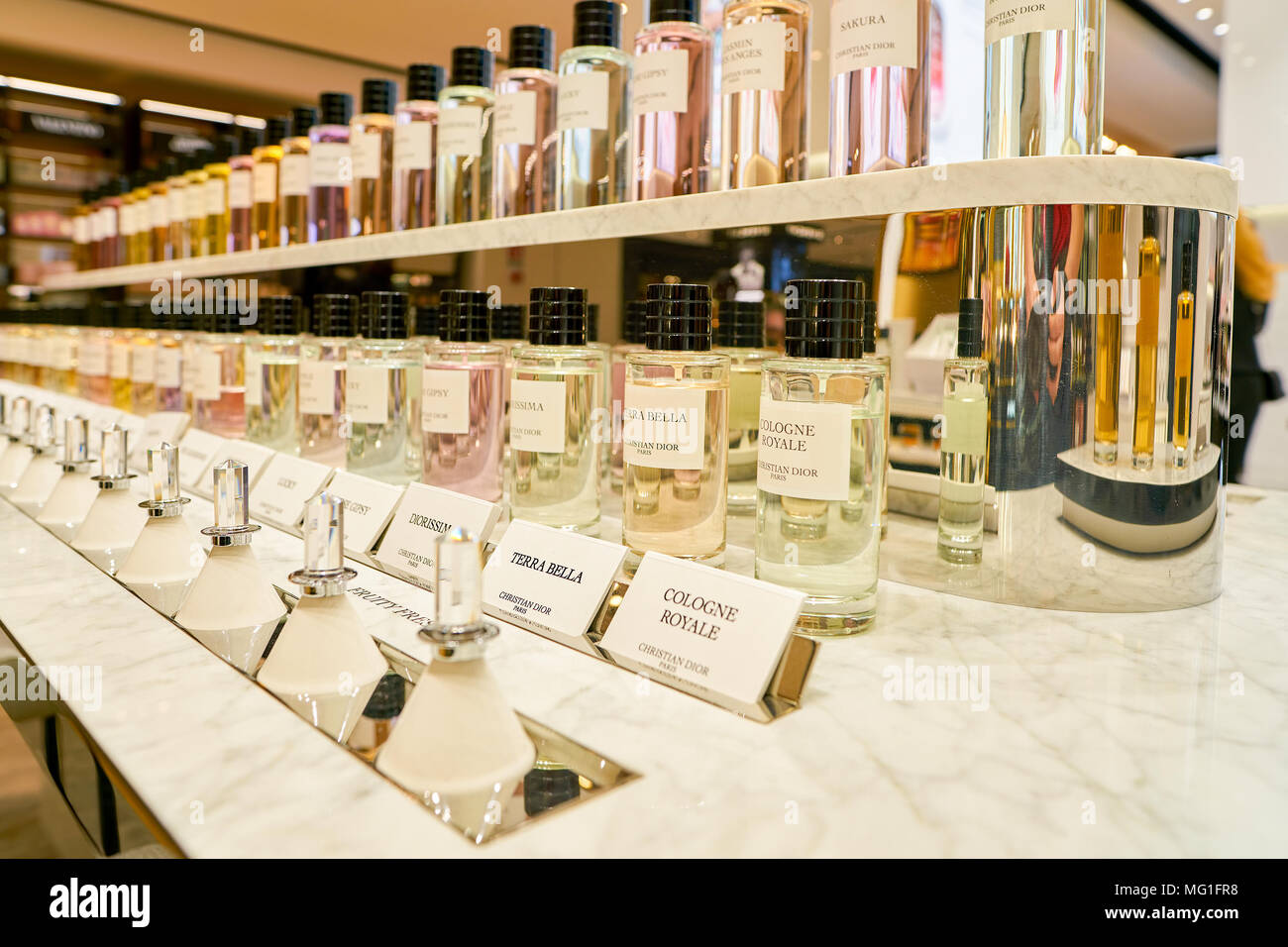ROME, ITALY - CIRCA NOVEMBER, 2017: bottles of Dior fragrance sit on ...
