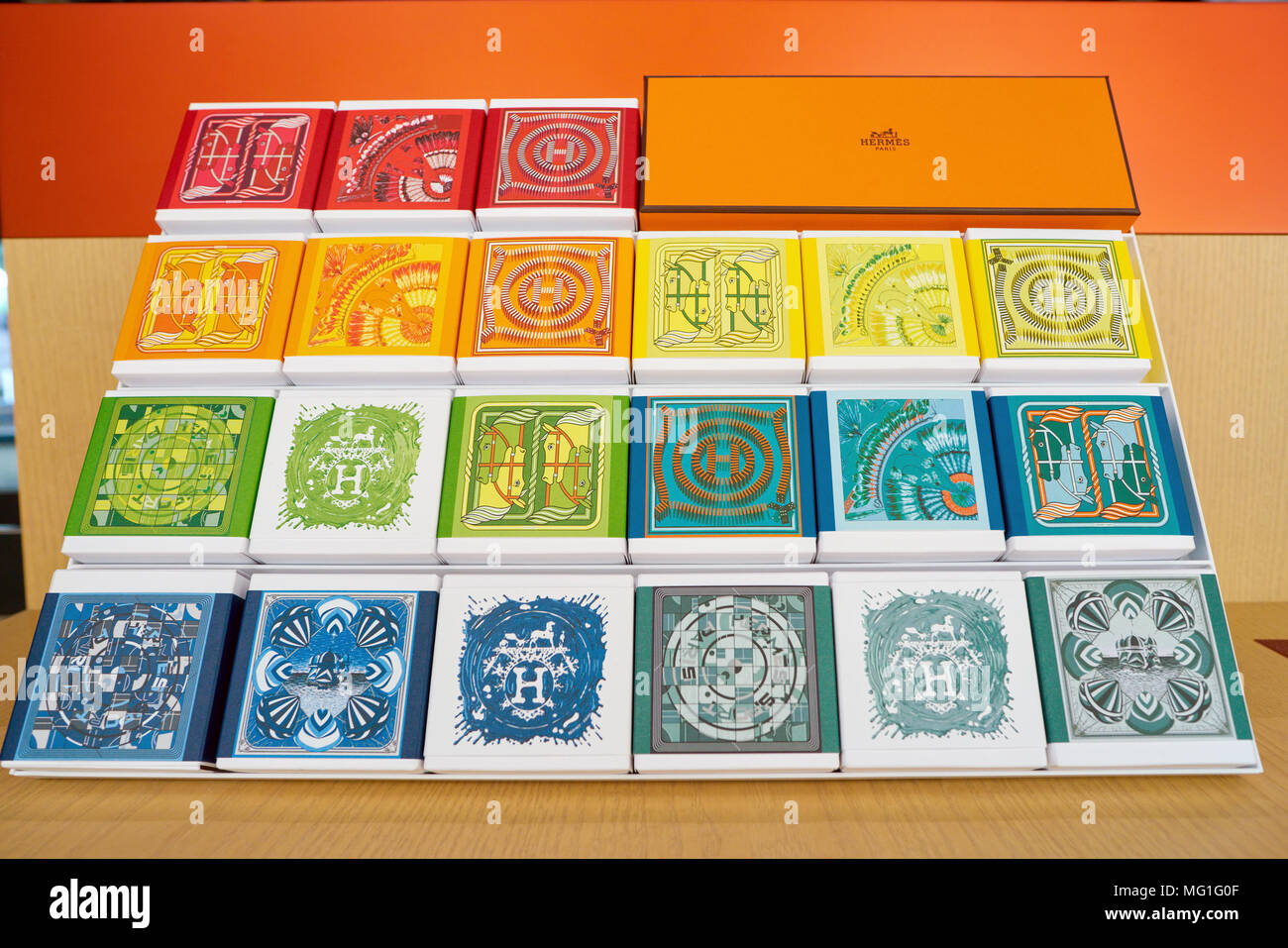 ROME, ITALY - CIRCA NOVEMBER, 2017: Hermes products on display at a ...