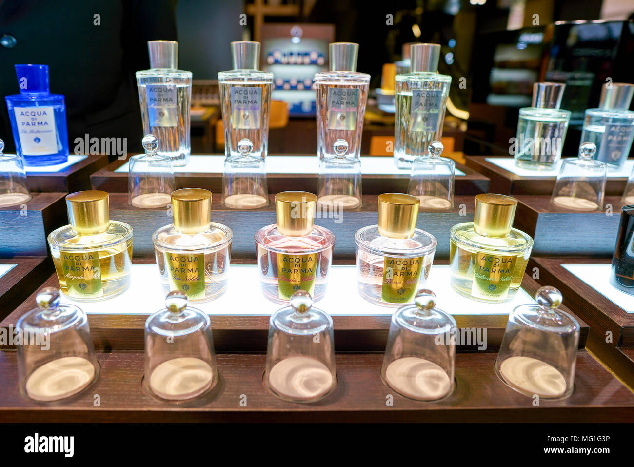 ROME, ITALY - CIRCA NOVEMBER, 2017: bottles of Acqua di Parma fragrance ...