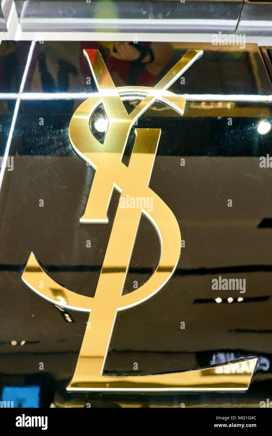 ROME, ITALY - CIRCA NOVEMBER, 2017: close up shot of Yves Saint Laurent ...