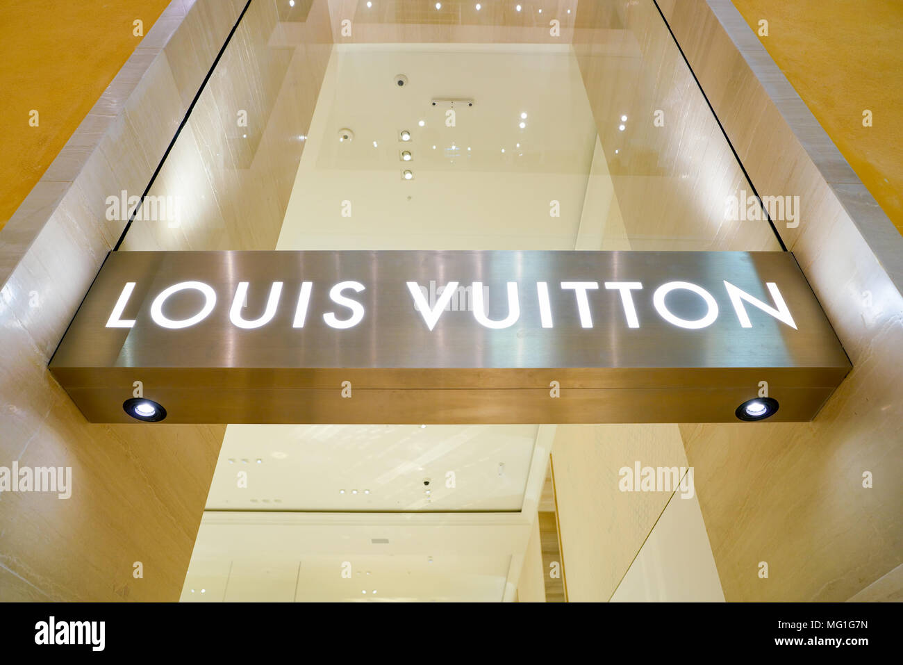 ROME, ITALY - CIRCA NOVEMBER, 2017: Louis Vuitton sign at a second ...