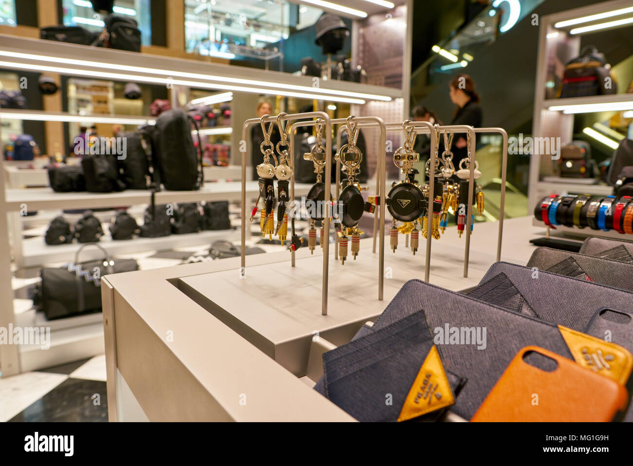 ROME, ITALY - CIRCA NOVEMBER, 2017: Prada products on display at a ...