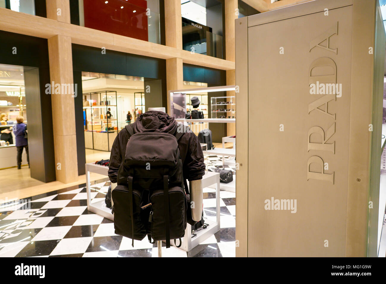 ROME, ITALY - CIRCA NOVEMBER, 2017: Prada products on display at a ...