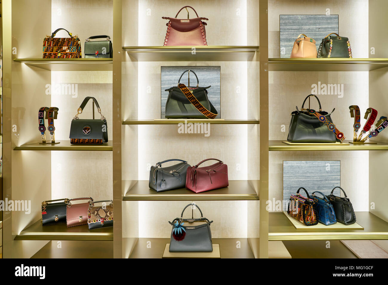 ROME, ITALY - CIRCA NOVEMBER, 2017: Fendi products sit on display at a ...