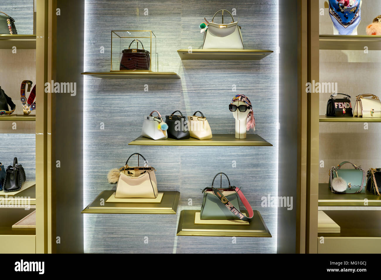 ROME, ITALY - CIRCA NOVEMBER, 2017: Fendi products sit on display at a ...