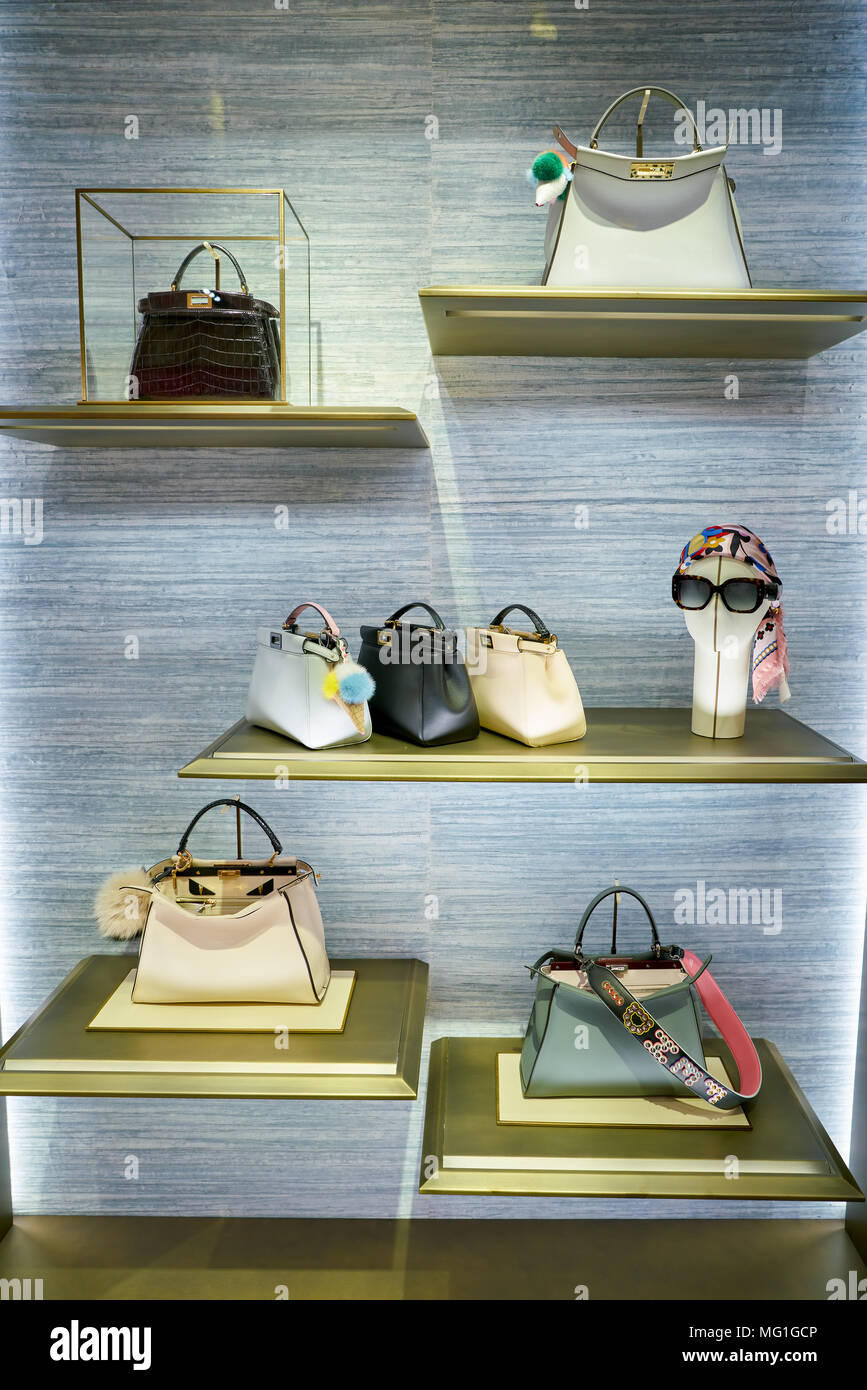 ROME, ITALY - CIRCA NOVEMBER, 2017: Fendi products sit on display at a ...