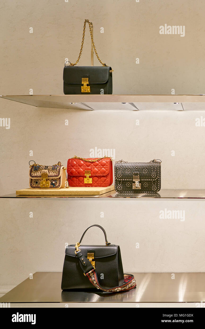 ROME, ITALY - CIRCA NOVEMBER, 2017: Dior bags sit on display at a ...