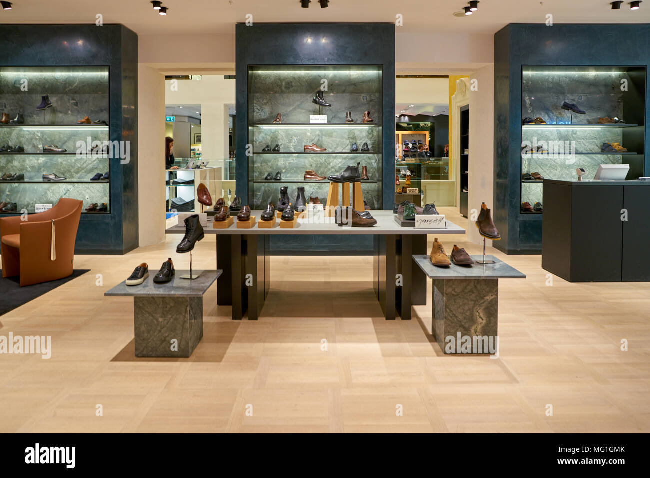 ROME, ITALY - CIRCA NOVEMBER, 2017: men's shoes on display at a second ...