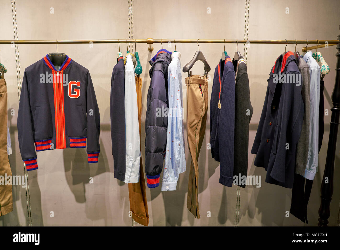 ROME, ITALY - CIRCA NOVEMBER, 2017: Gucci clothing on display at a ...