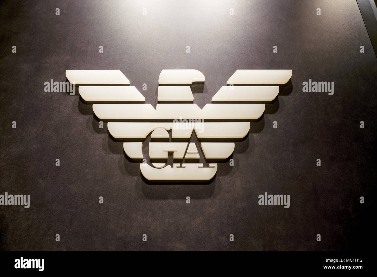 ROME, ITALY - CIRCA NOVEMBER, 2017: close up shot of Giorgio Armani ...