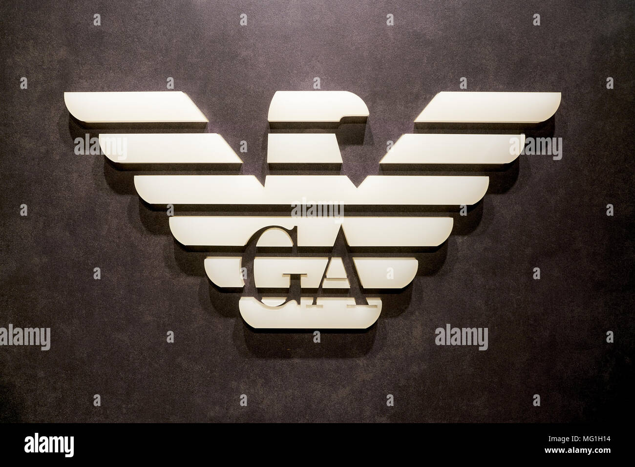 ROME, ITALY - CIRCA NOVEMBER, 2017: close up shot of Giorgio Armani ...