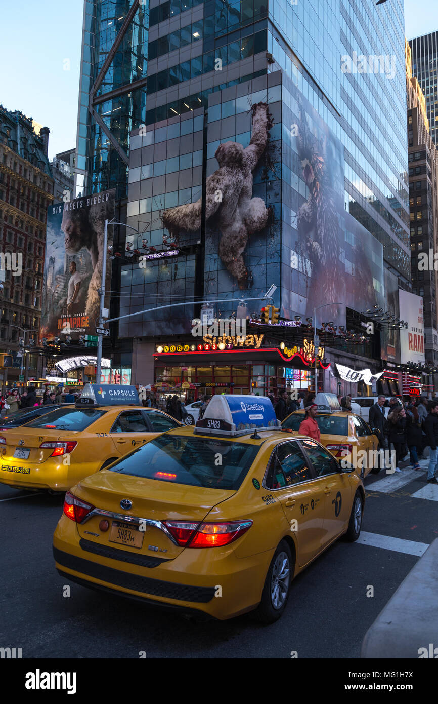 Rampage Movie Advertisement in Times Square, New York, NY Stock Photo ...