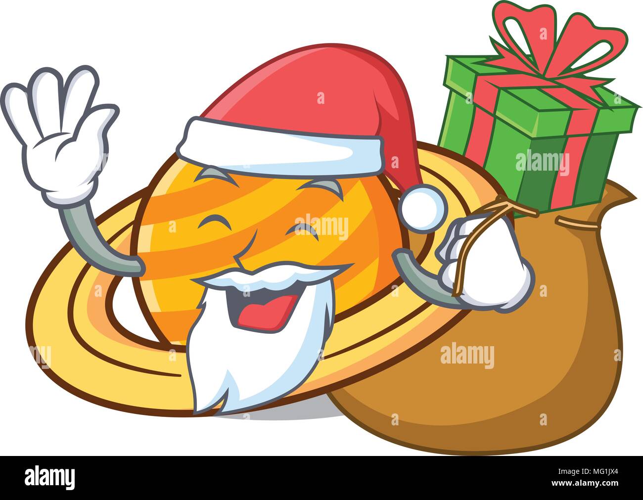 Santa with gift planet saturnus mascot cartoon Stock Vector Image & Art ...