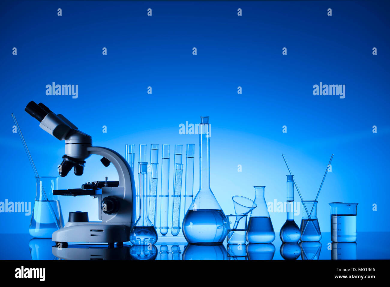 Chemical laboratory concept. Experiment with liquids. Laboratory ...