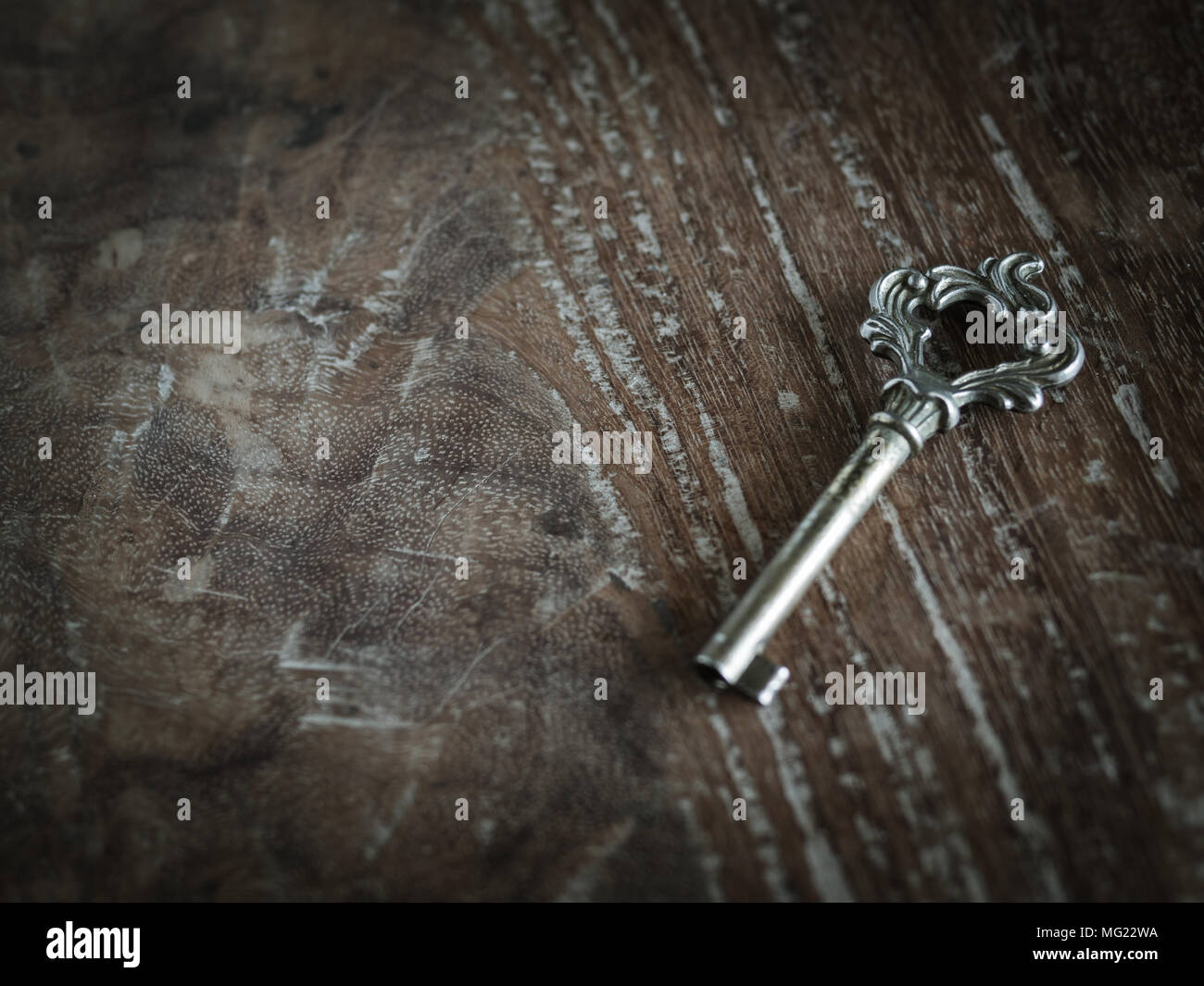 Classic Old Antique Key on Grunge Wooden Background Stock Photo - Alamy