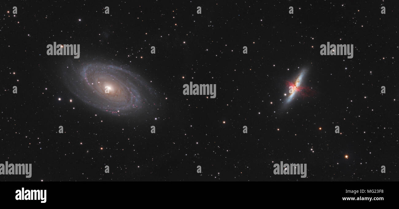 Messier 81 & Messier 82 in Ursa Major: HaLRGB Stock Photo - Alamy