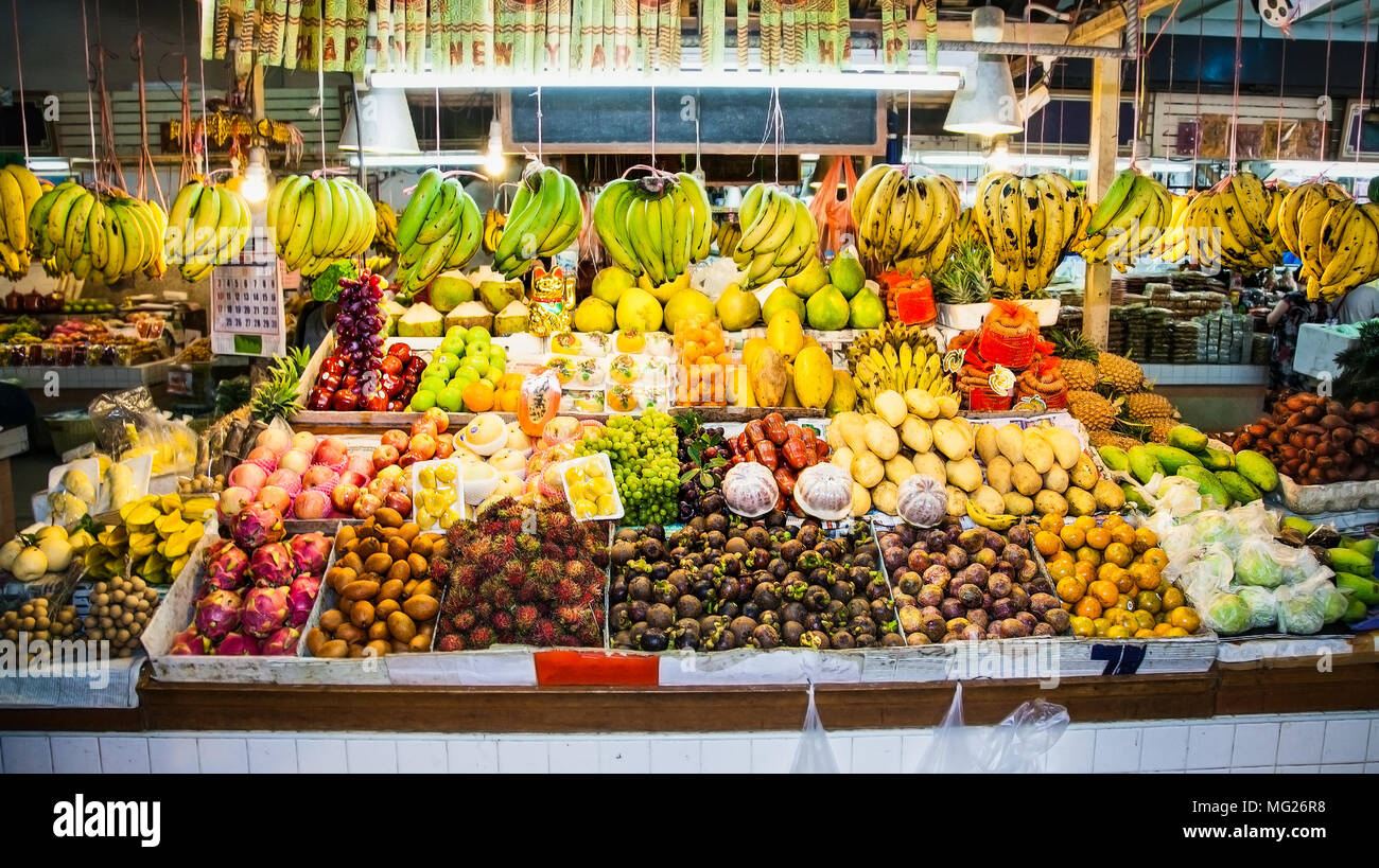 Fruits on local market in Phuket, Thailand Stock Photo - Alamy