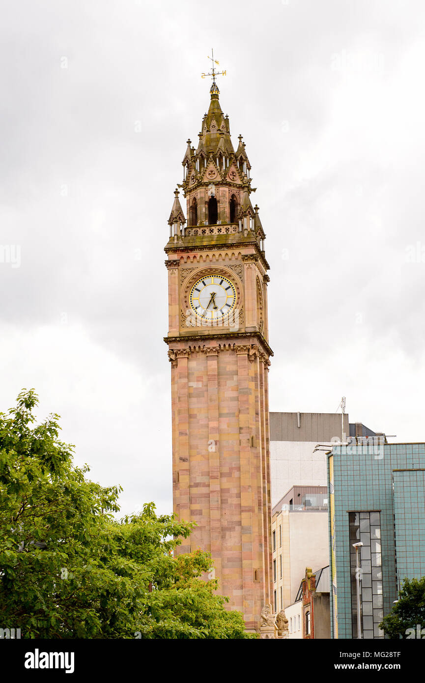 Prince Albert Memorial Clock at Queen's Square of Belfast, the capital ...