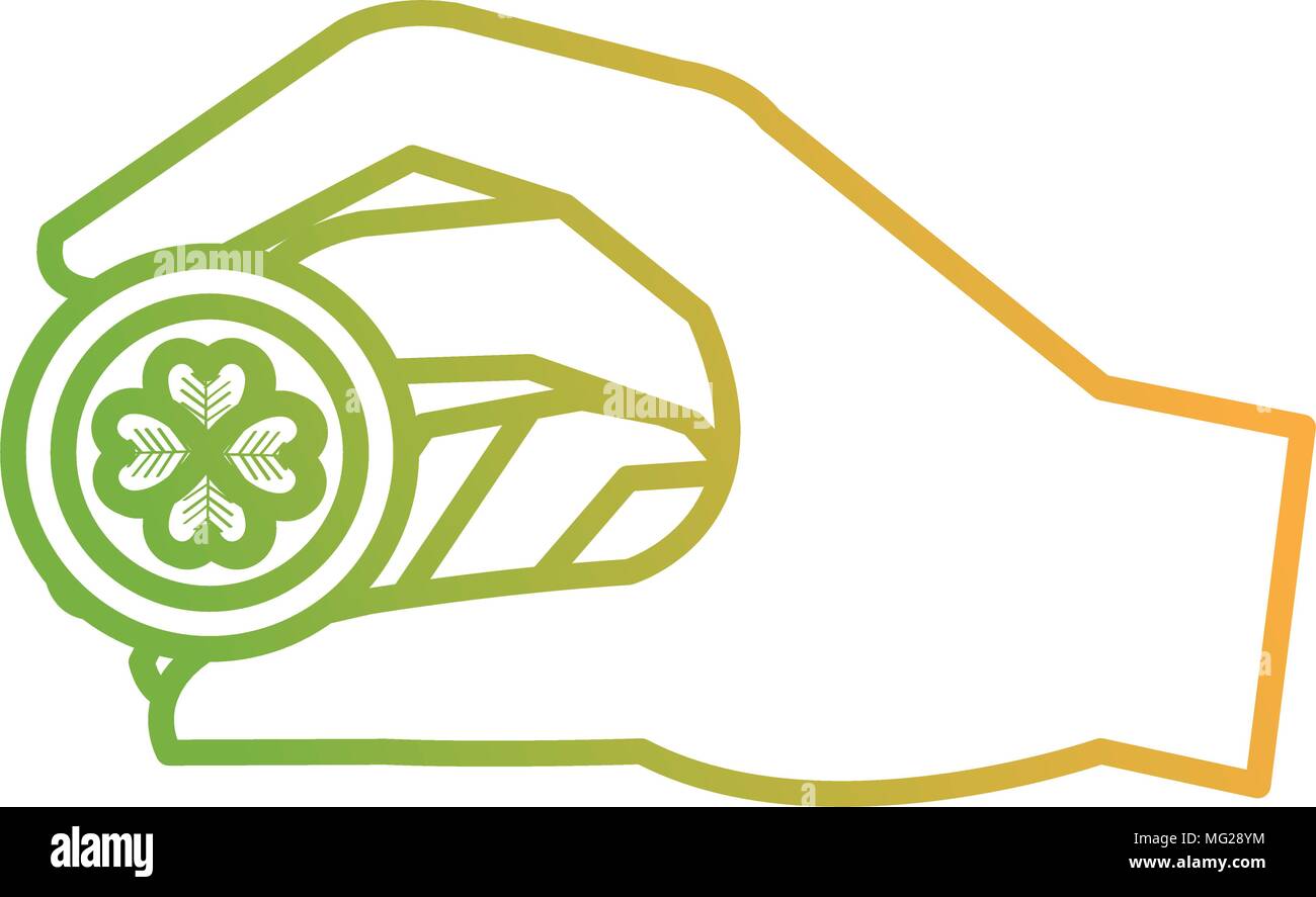 hand lifting coin with clover icon vector illustration design Stock ...