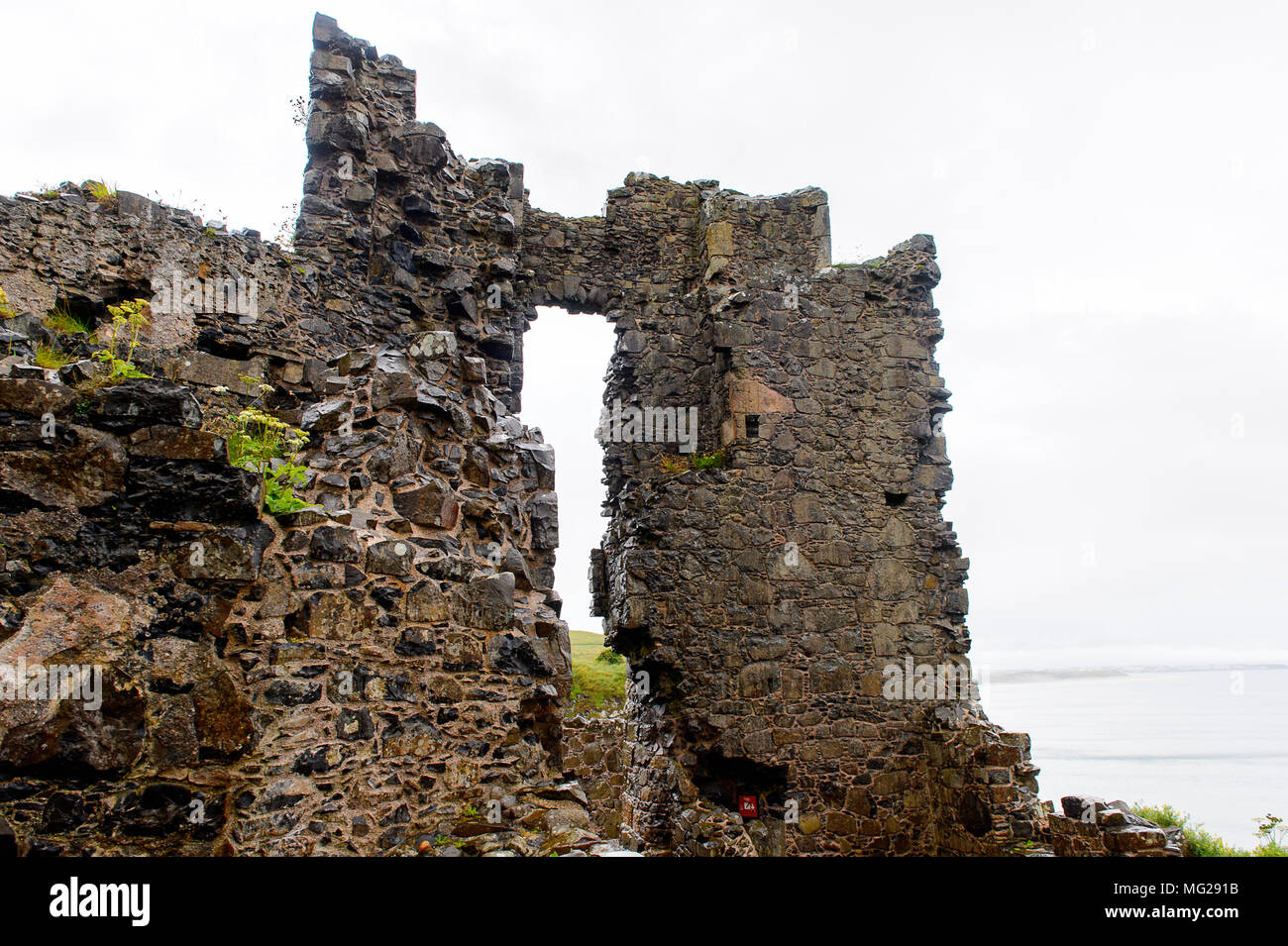 Close view of the Dunluce Castle, a medieval castle in Northern Ireland ...