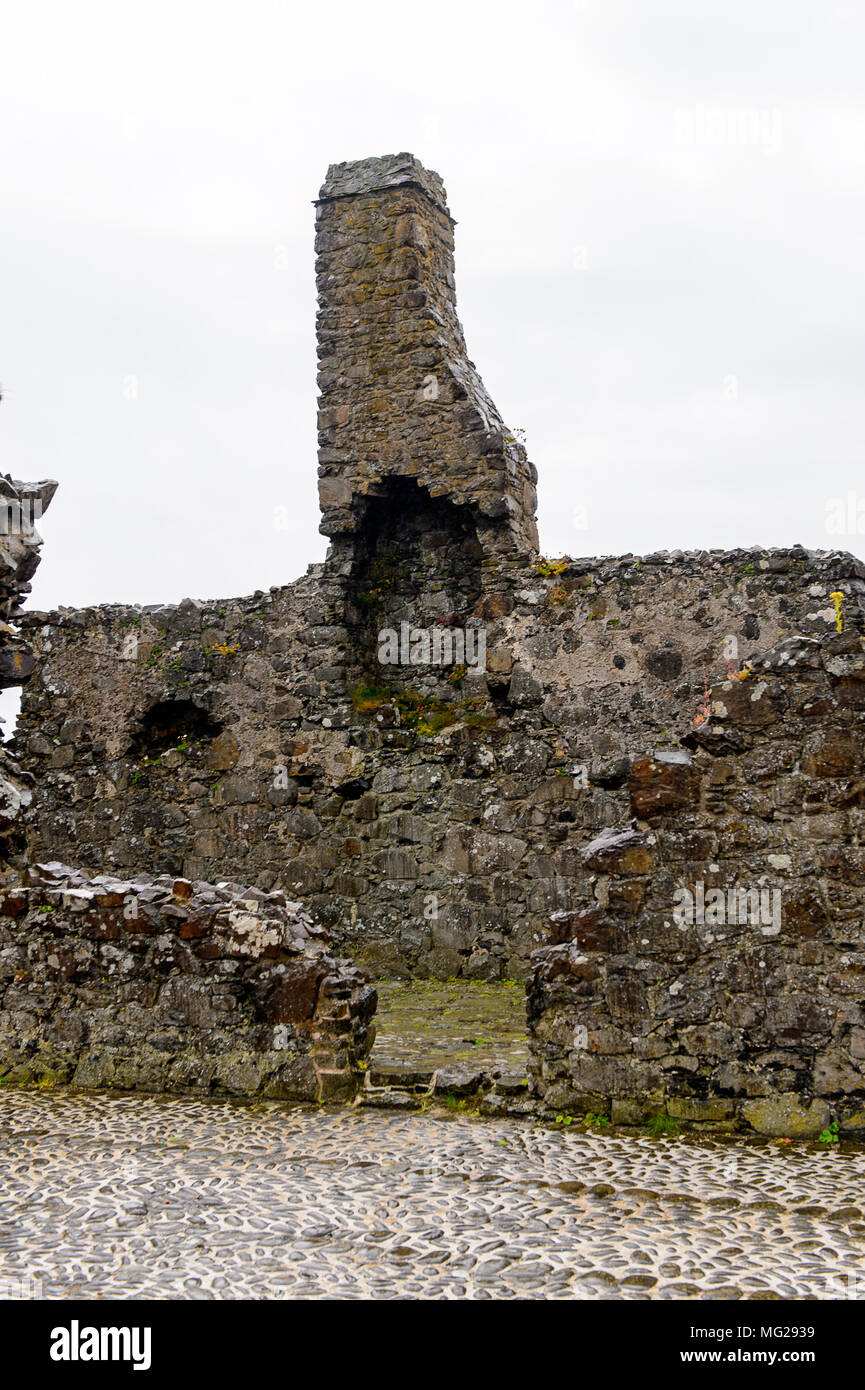 Close view of the Dunluce Castle, a medieval castle in Northern Ireland ...