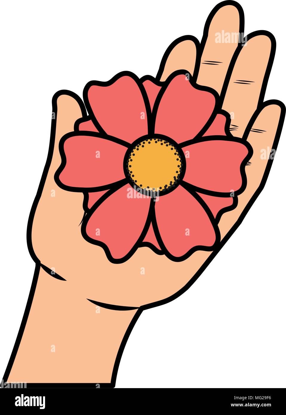 hand with beautiful flower Stock Vector Image & Art - Alamy